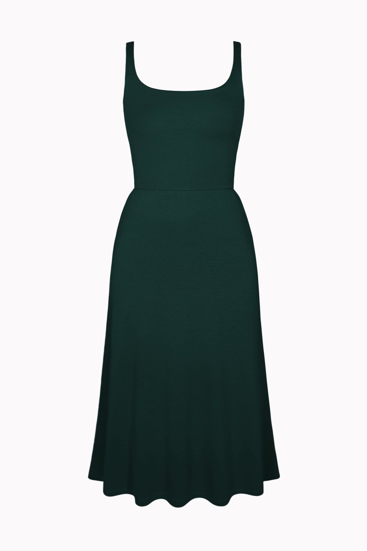 Dark Green Midi A-Line Dress With Pockets | BCI Cotton | Cobalt Street ...